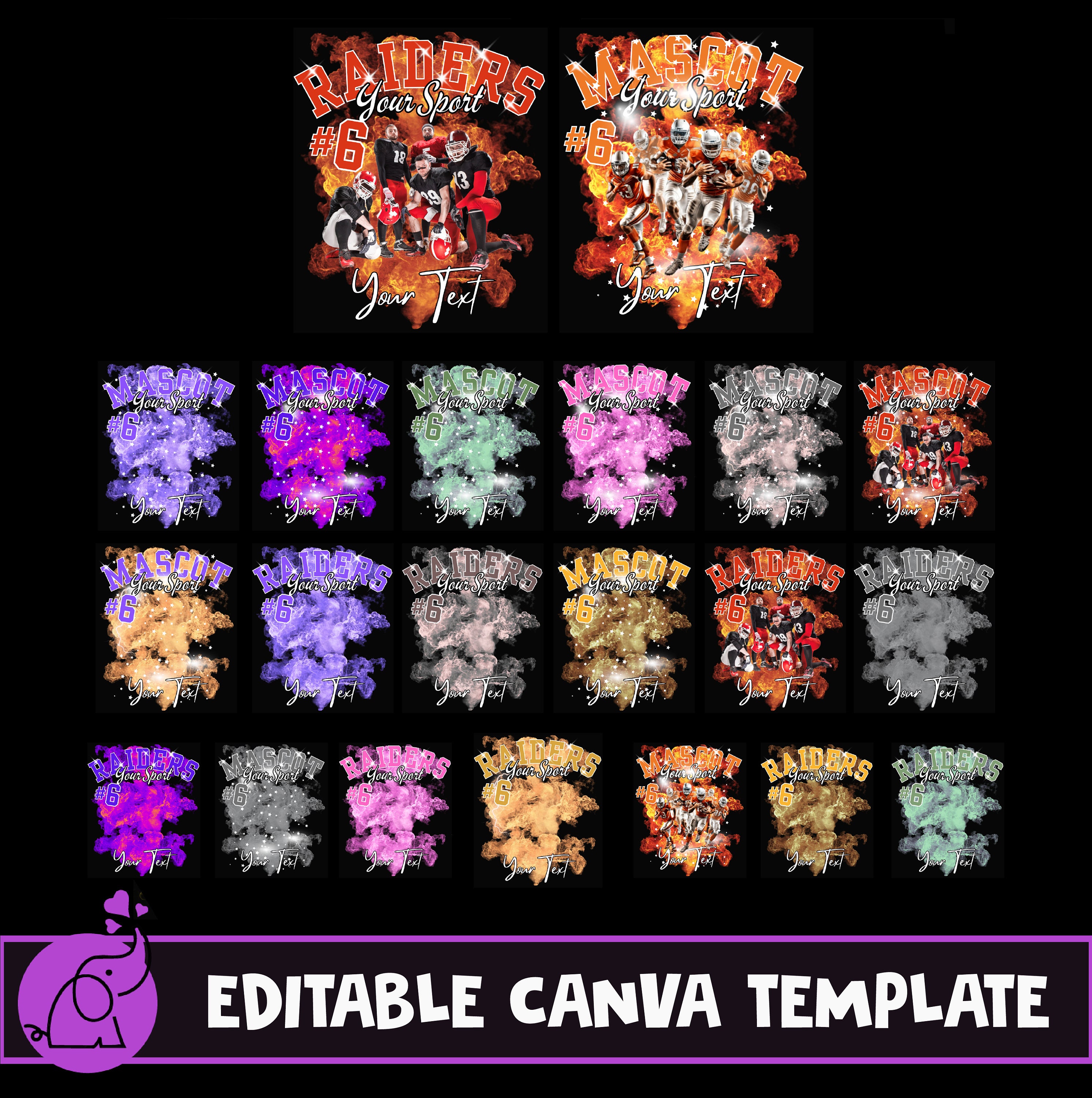 Editable Football Team Canva Template, Mascot Shirt Design ...