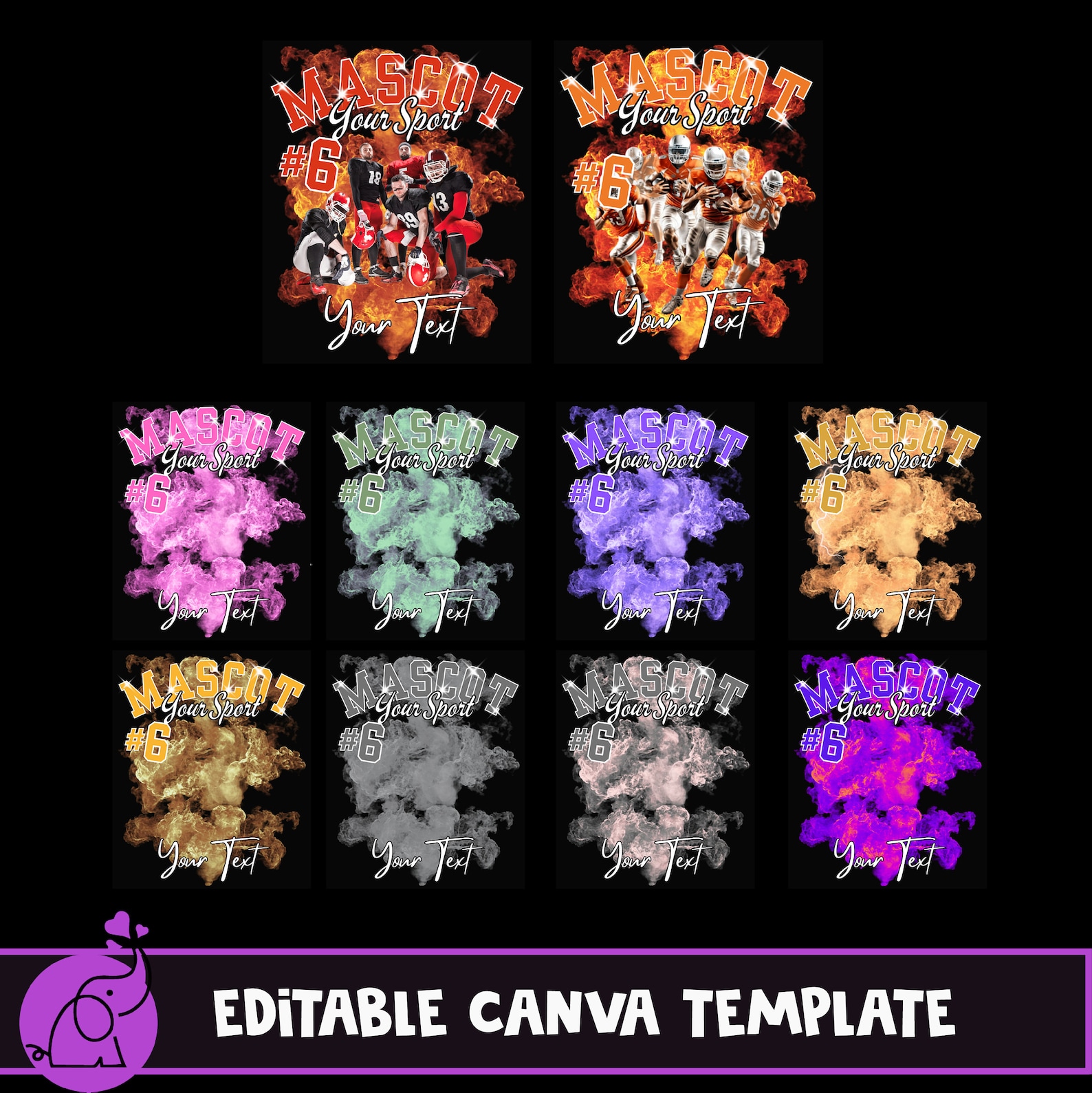 Soccer Team Spirit Shirt Editable Canva Template, Photo Collage Design ...