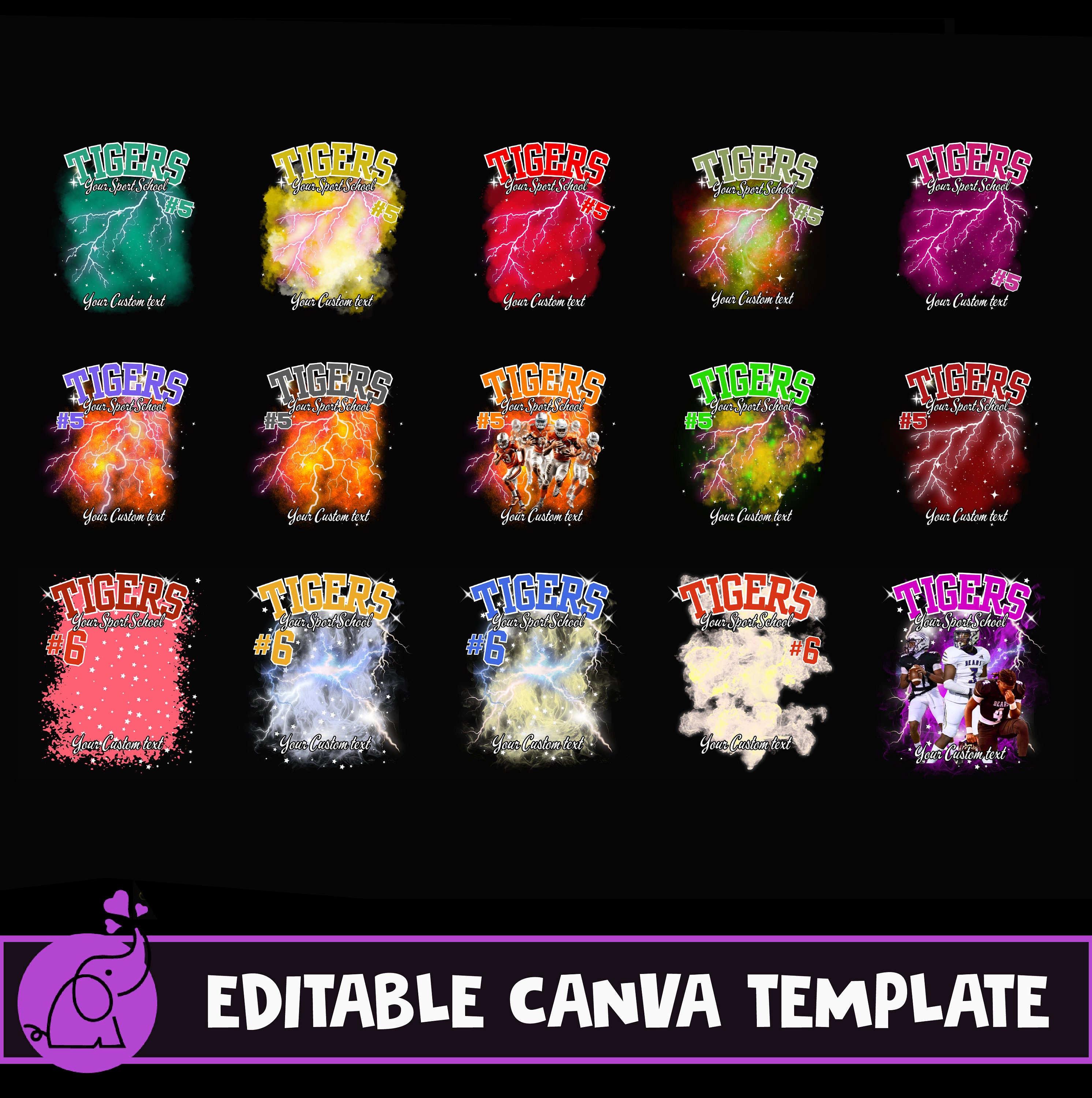 Editable Football Team Collage Shirt, Custom Mascot Canva Template ...