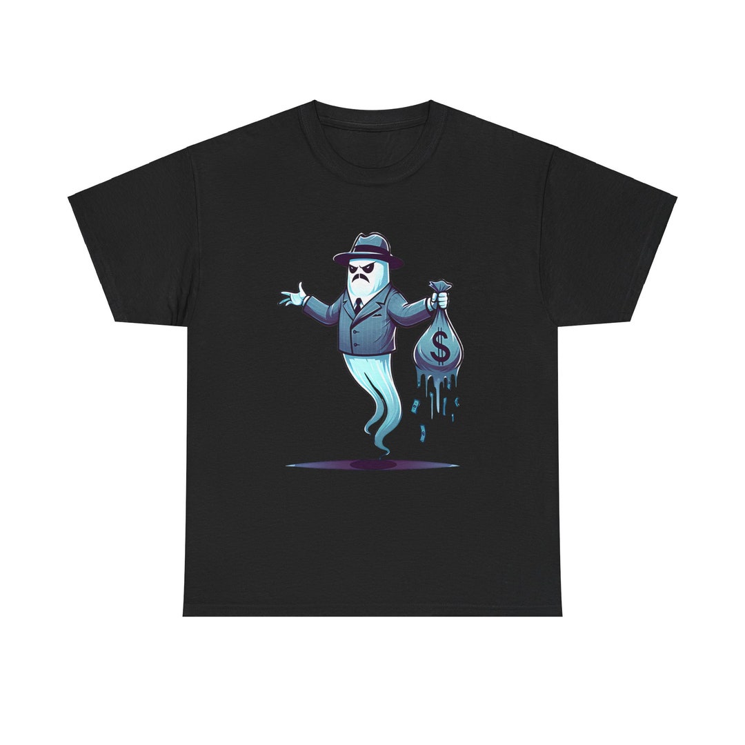 Ghost Mobster With Money Bag T-shirt, Funny Tee, Playful Graphic Shirt ...