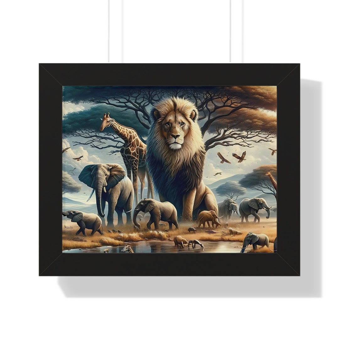 Majestic Wildlife in Natural Habitat Vibrant Animal Kingdom Art Print ...