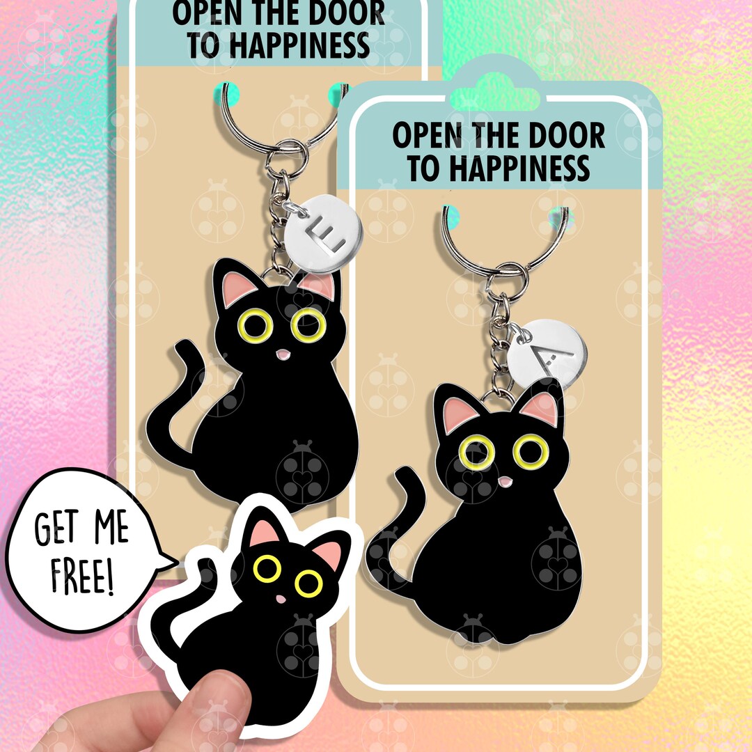Cute Cat Kawaii Keychain Gift Best Friends Keychains Funny Black Cat ...