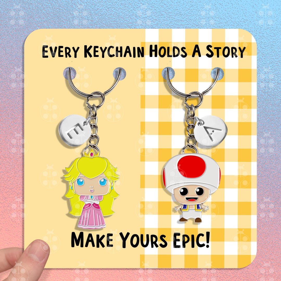 Princess Peach Kawaii Keychain Gift Best Friends Keychains Mario Toad ...
