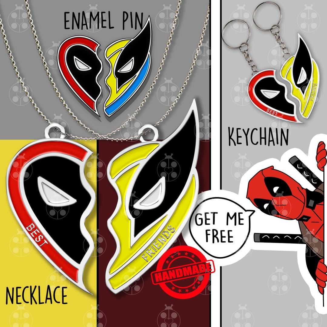 Deadpool Wolverine Couple Keychain Set Deadpool 3 Best Friend Necklace ...