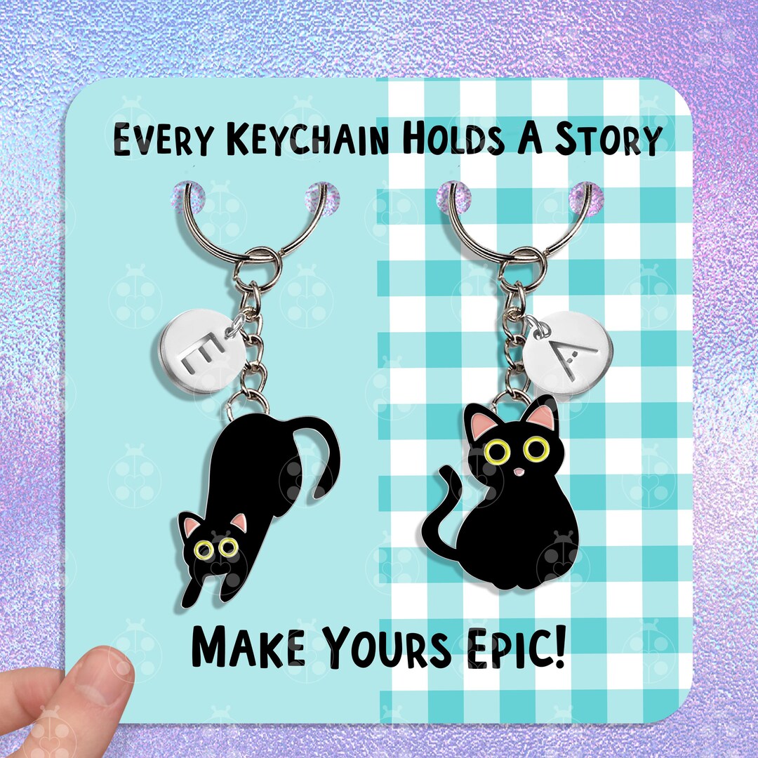 Cute Cat Kawaii Keychain Gift Best Friends Keychains Funny Black Cat ...