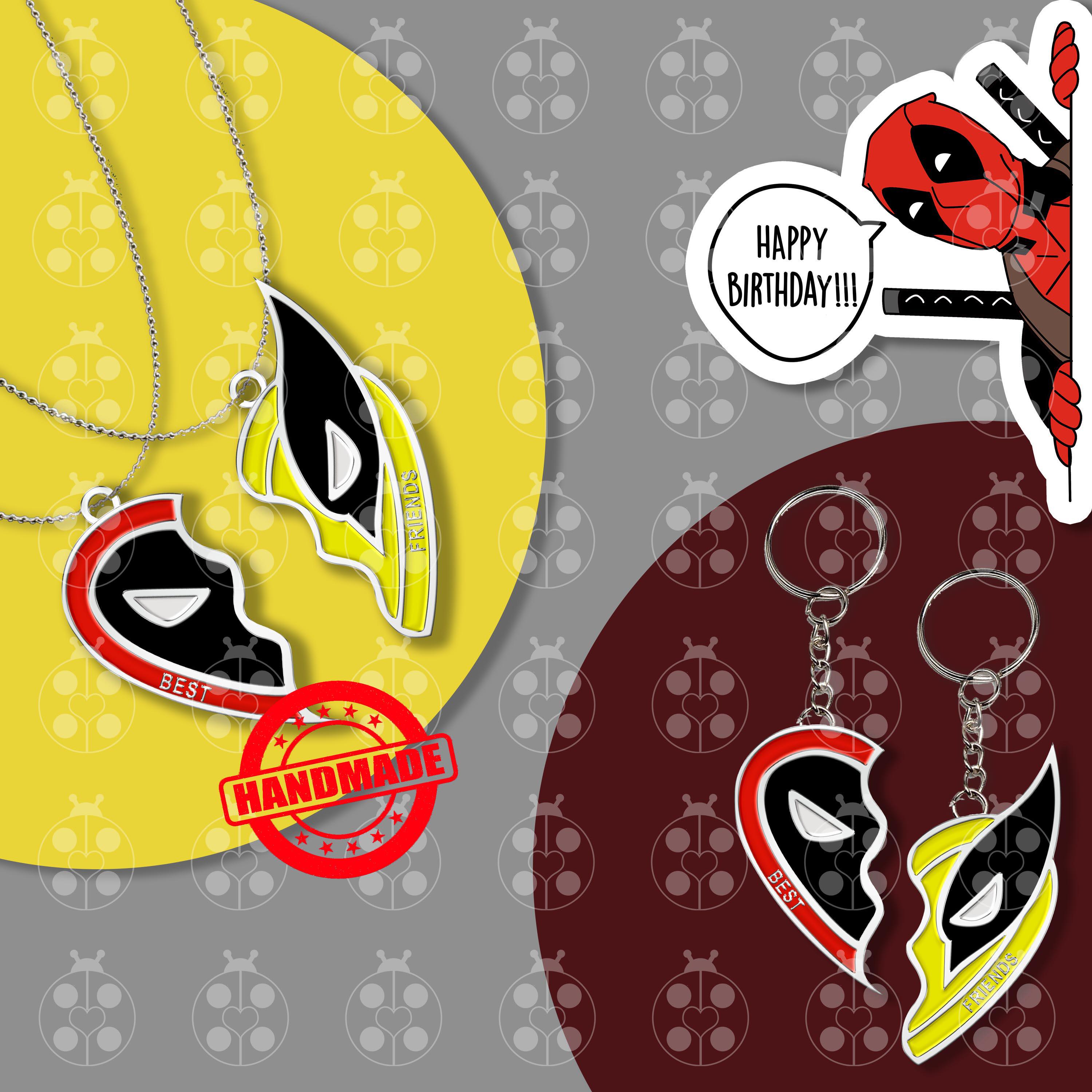 Deadpool Wolverine Lovers Keychain Set Deadpool 3 Best Friend Necklace ...