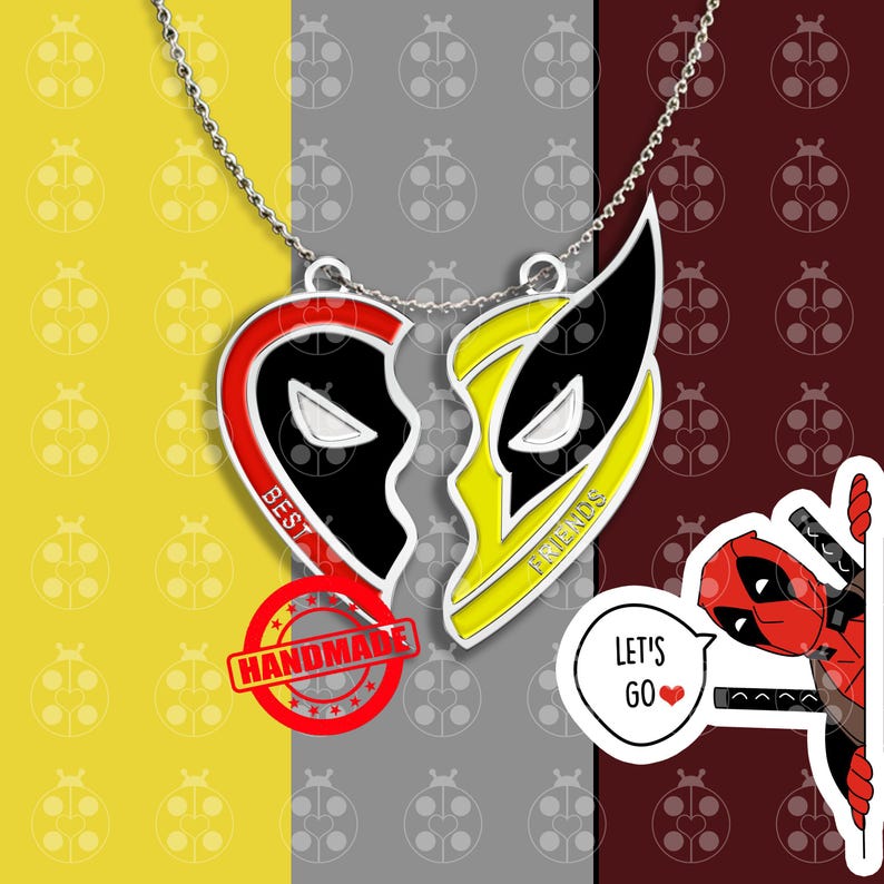 Deadpool Wolverine Couple Keychain Set Deadpool 3 Best Friend Necklace ...