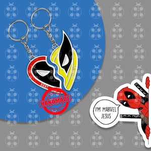 Deadpool Wolverine Couple Keychain Set Deadpool 3 Best Friend Necklace ...