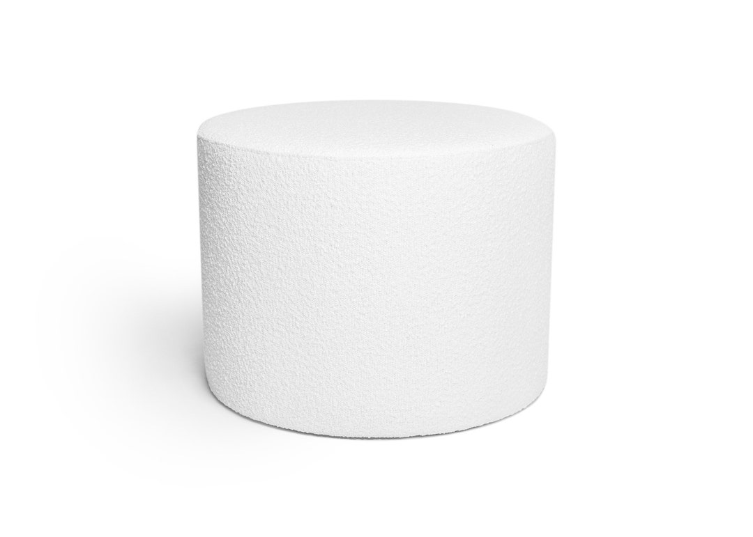 Boucle Pouf – White Teddy Ottoman, Handmade Round Floor Cushion, Soft ...