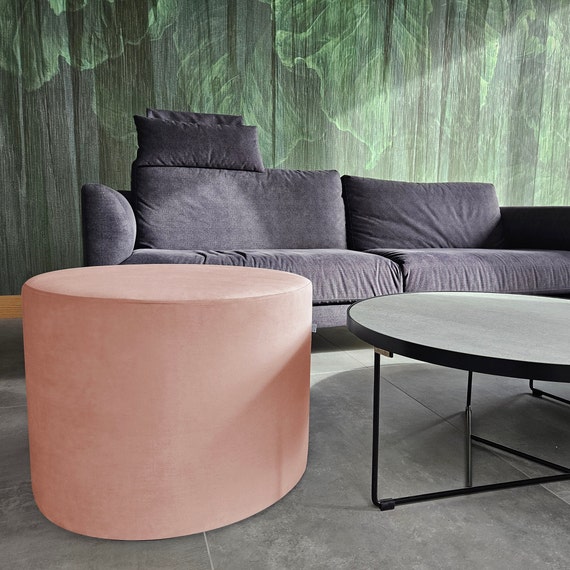 Blush Pink Pouf Modern Velvet Ottoman