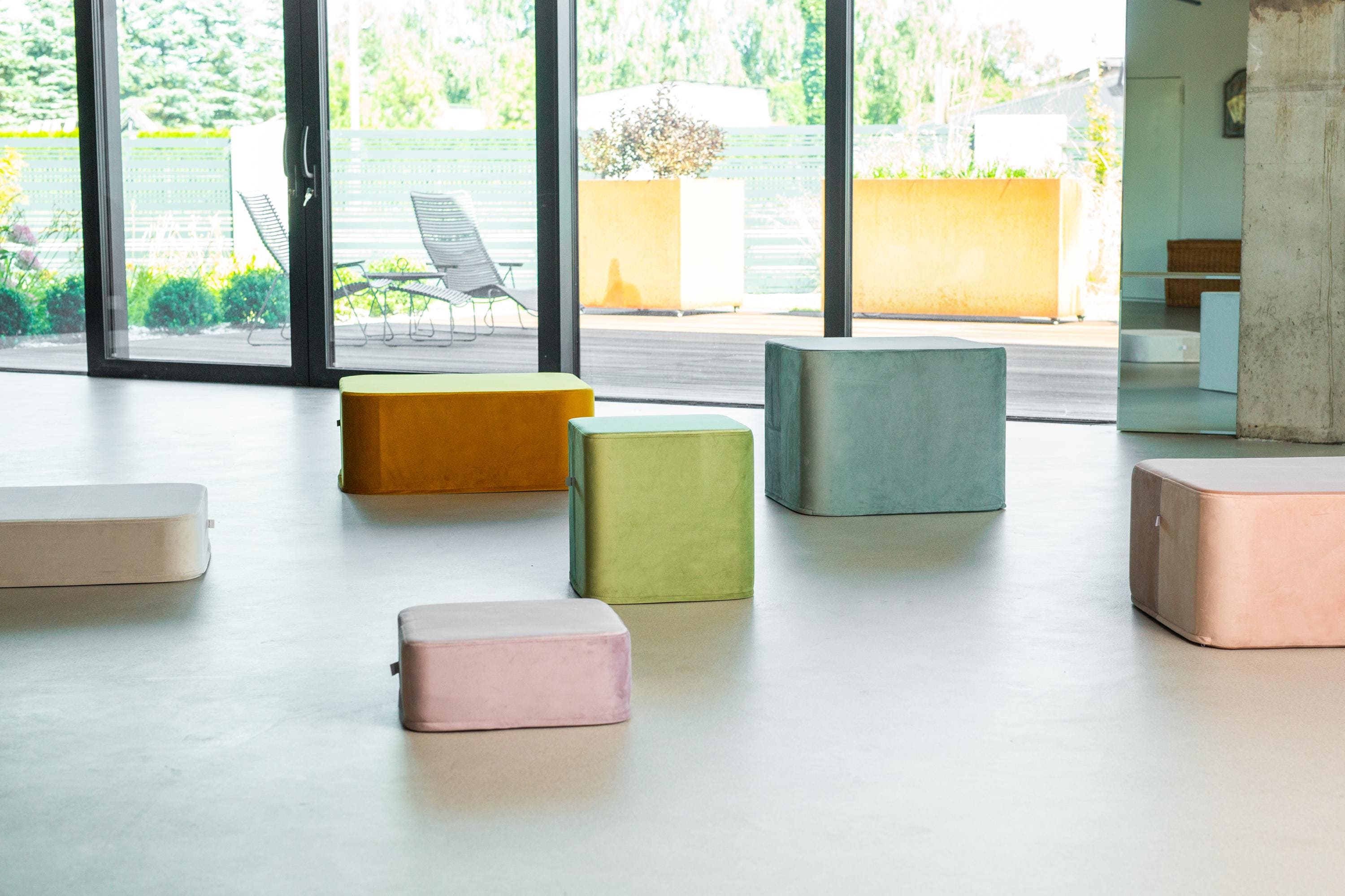 Modern SQUARE Pouf, Minimalist Deco Velvet Ottoman. - Etsy