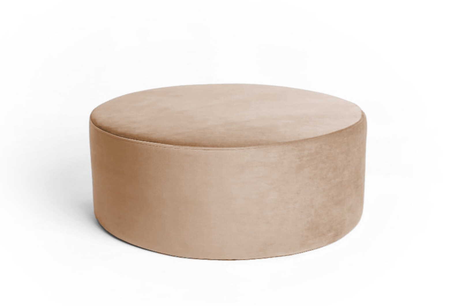 Luxurious Huge Pouffe, XXL Velvet Dark Cream Pastel Pouf, Circle Round ...