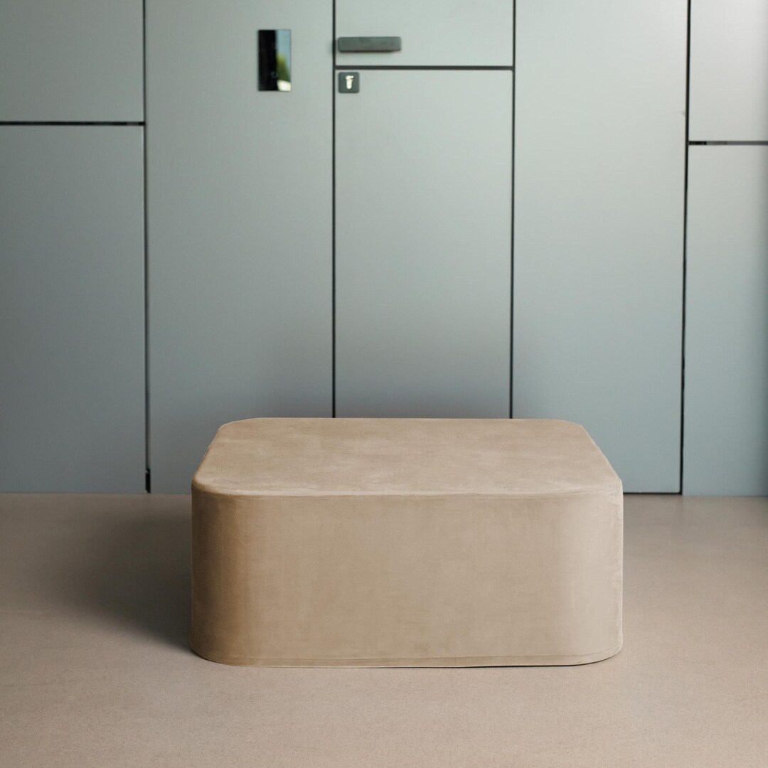 DARK CREAM SQUARE Pouf, Home Decor Velvet Ottoman. - Etsy