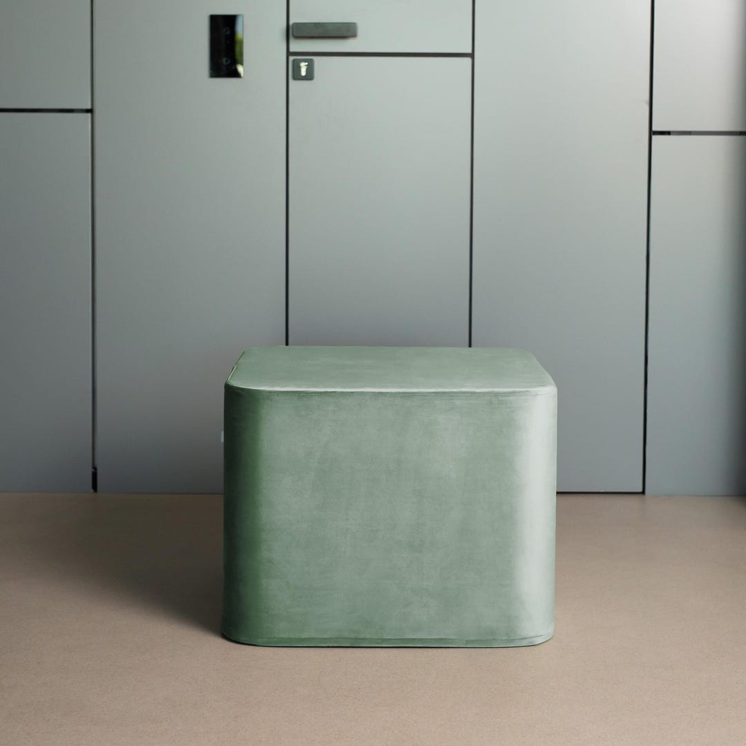 SQUARE OTTOMAN Mint Velvet Cube – Soft Modern Pouf for Living Room ...