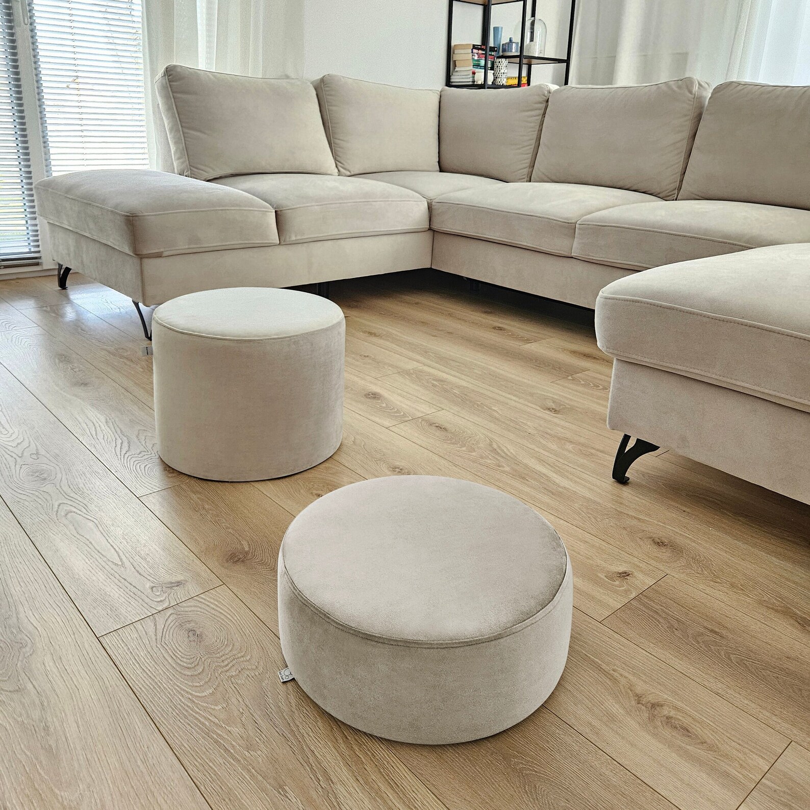 Luxurious Cream Pouf , Minimalist Velvet Ottoman. - Etsy