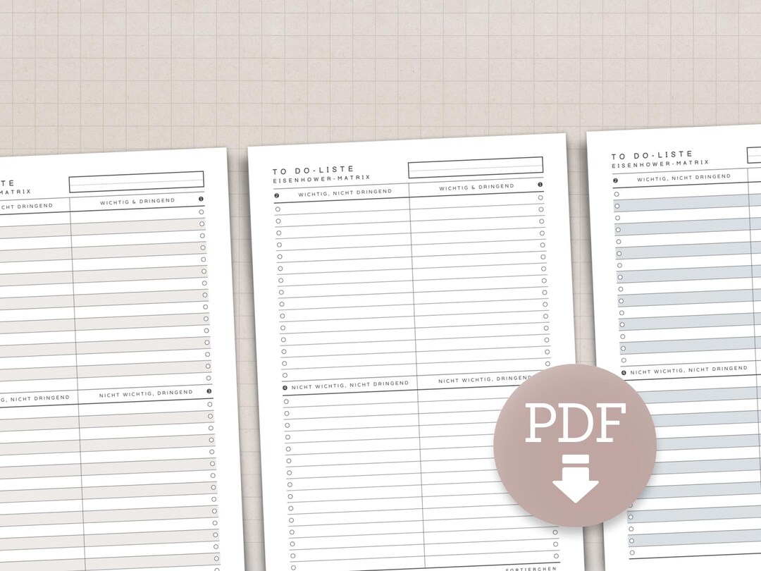 Eisenhower Matrix German Template PDF A4 | Printable Priority Matrix in ...