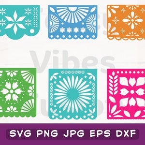 Papel Picado SVG Bundle: Mexican Fiesta Banner Clipart (digital ...