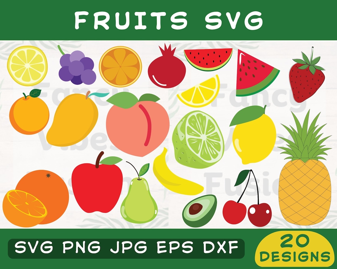 Fruits Svg, Fruit Png Bundle, Tropical Fruit Svg, Summer Fruit, Cherry ...