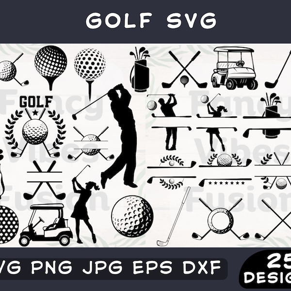 Golf Svg Bundle, Golf Monogram Svg, Split Monogram Svg, Golf Name Frame ...