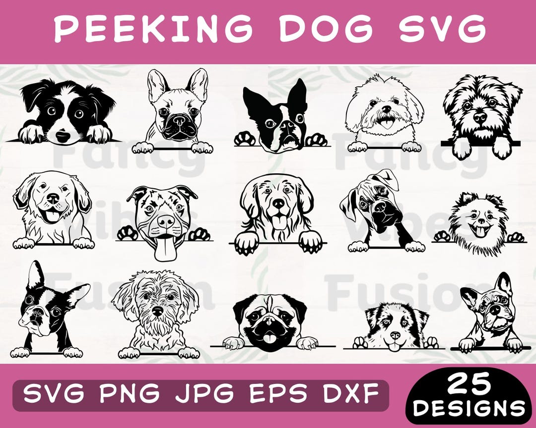 Peeking Dog Svg, Peeking Dog Clipart, Dog Heads Svg Bundle, Dog Heads ...