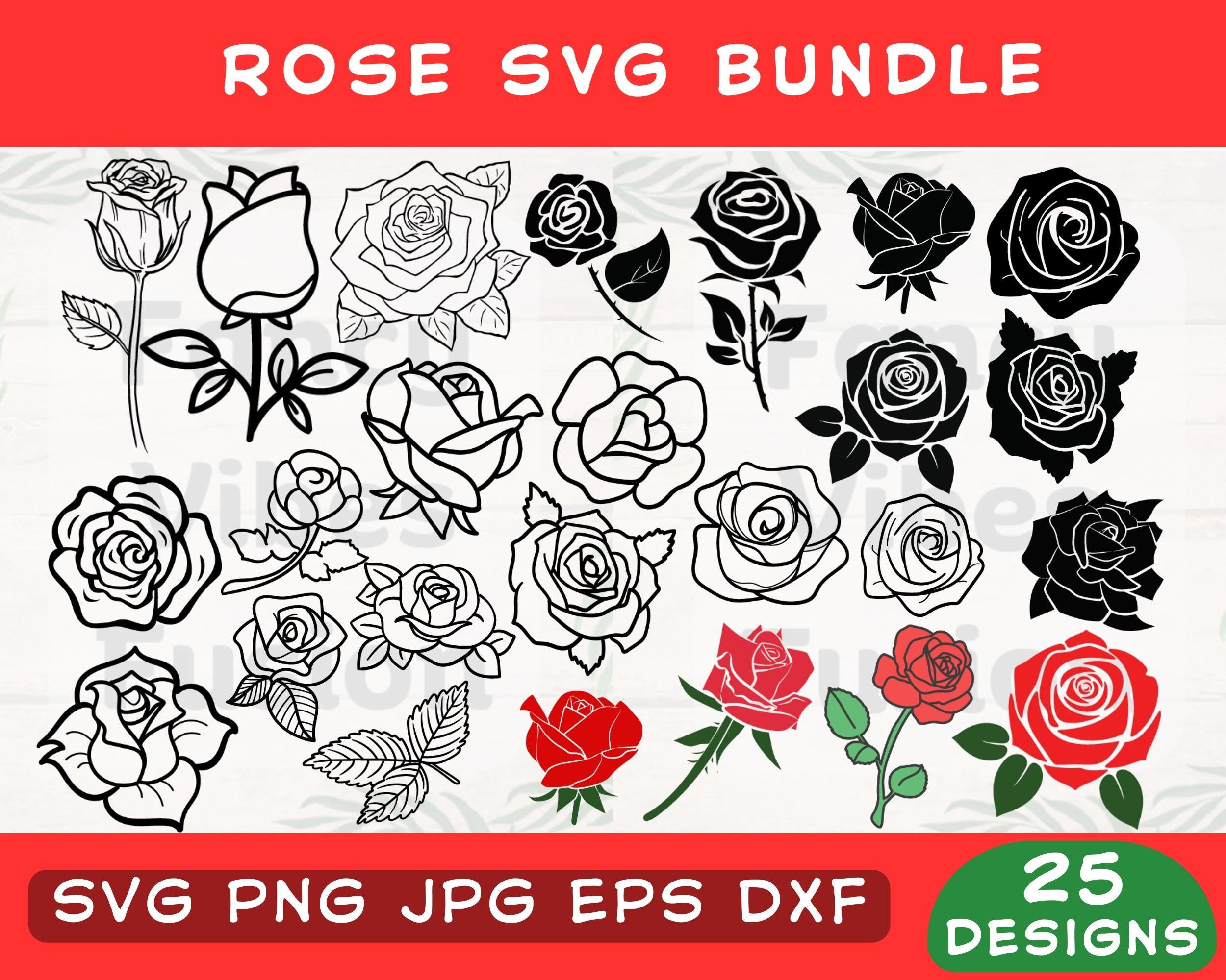 Rose Svg, Rose Svg Bundle, Roses Png, Rolled Rose Svg, Red Rose Svg ...