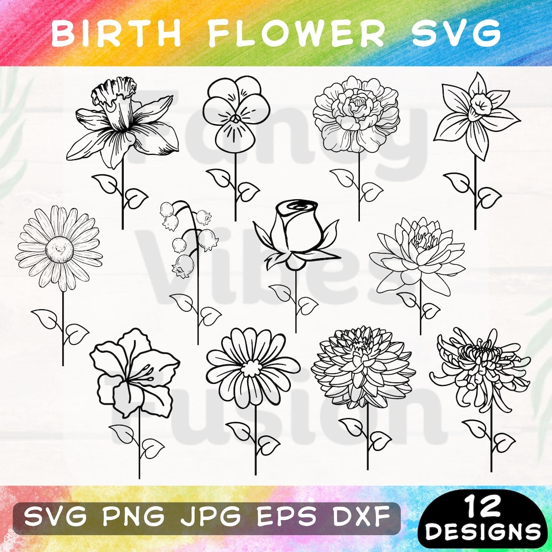Birthflower Svg | Birthflower Bouquet Svg Png | Birthmonth Flower ...