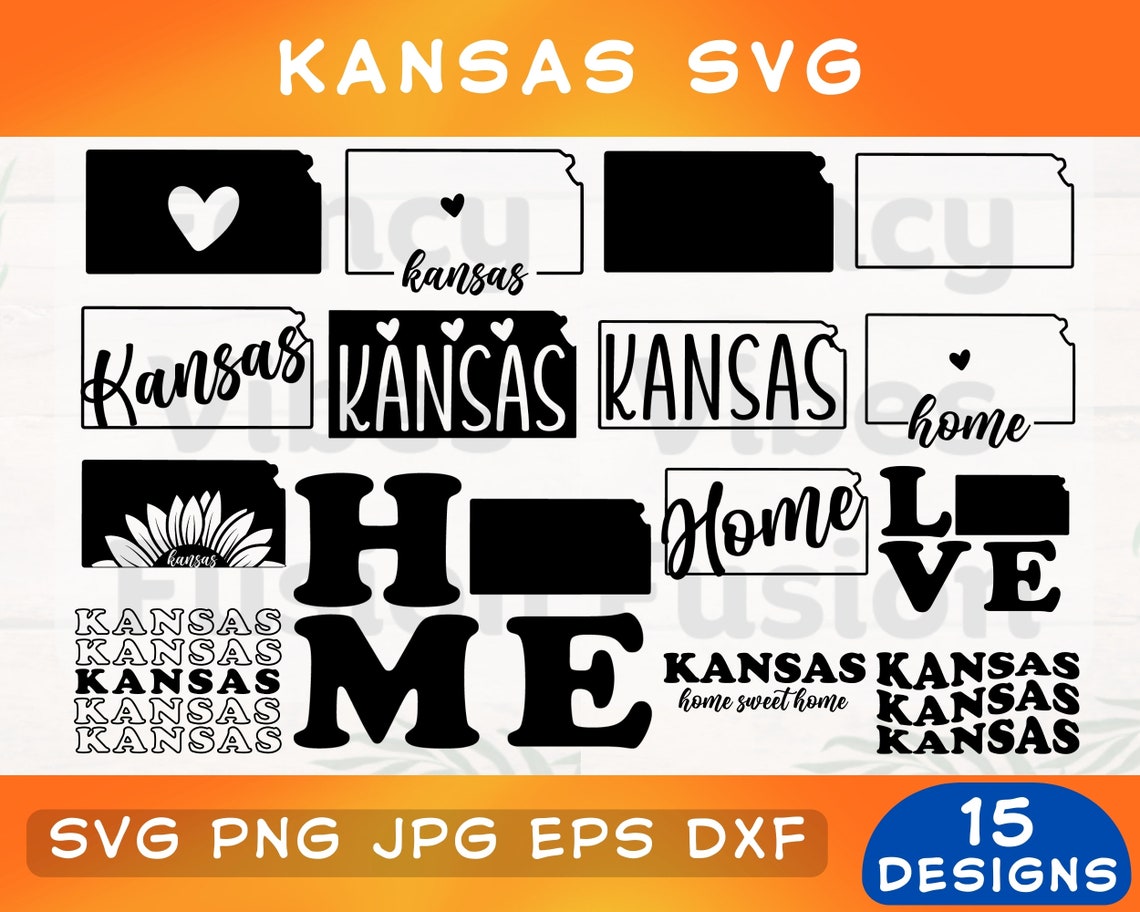 Kansas SVG Bundle: State Outline, Kansas City (digital Files) - Etsy