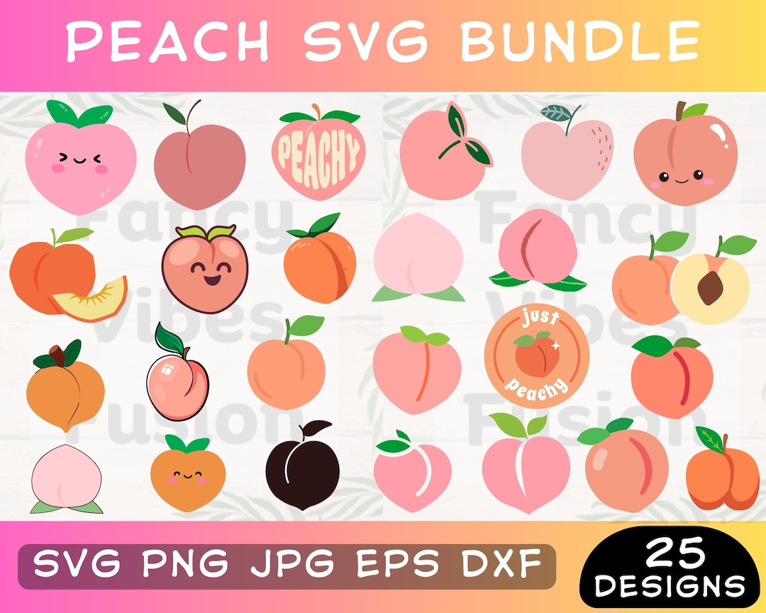 Peach SVG Bundle: Fruit Clipart, Cut Files, Stickers (digital Download ...