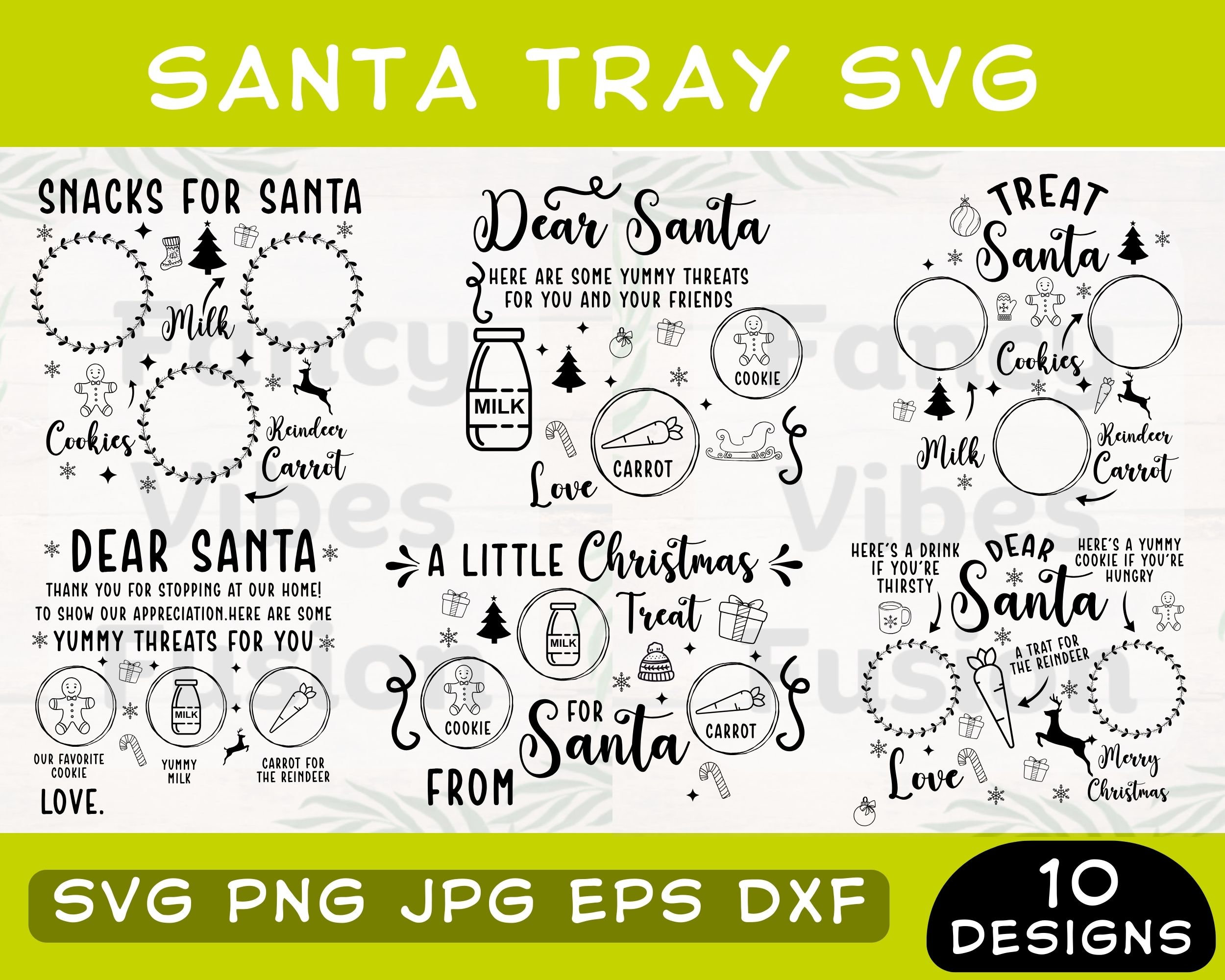 Santa Tray SVG Bundle: Christmas Milk & Cookies Plate (digital Download ...