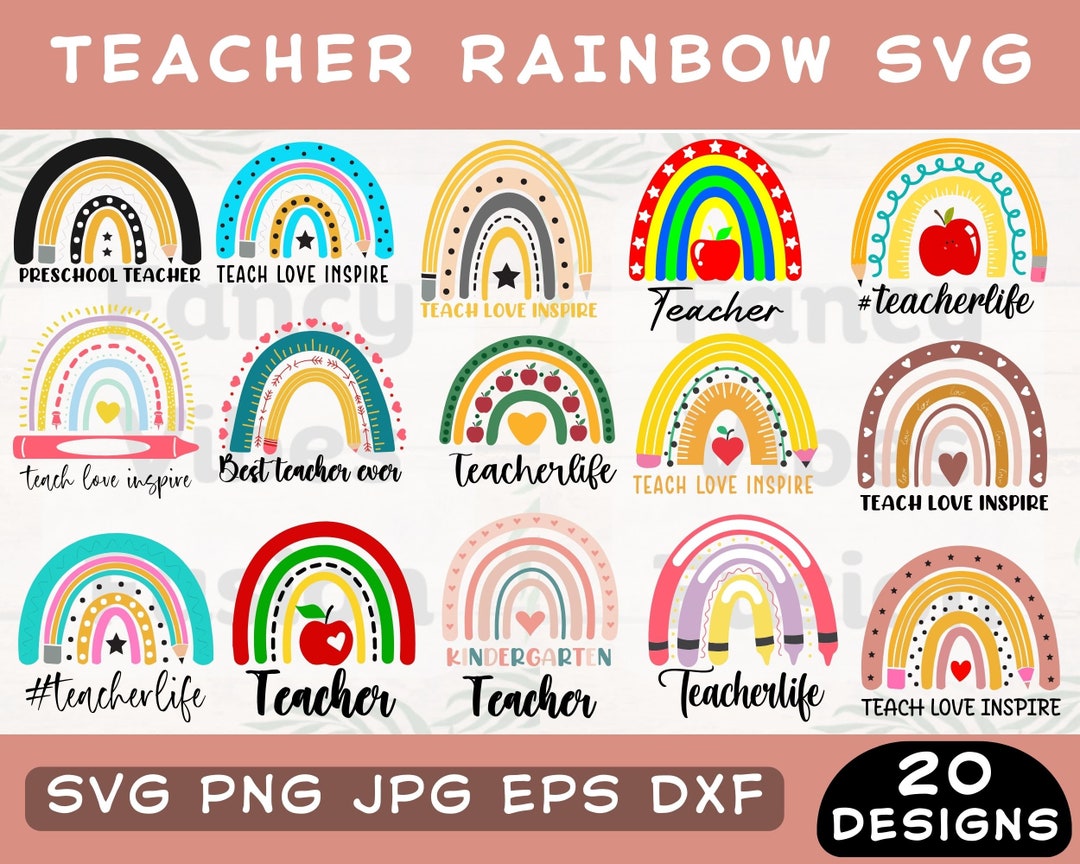 Boho Teacher Rainbow SVG Bundle, Clipart (digital Download) - Etsy