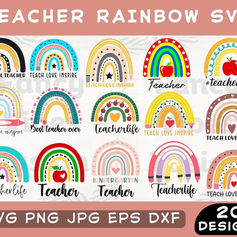 Rainbow Teacher Svg - Etsy