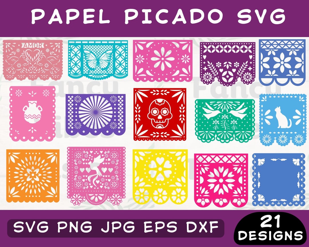 Papel Picado SVG Bundle: Mexican Fiesta Banner Clipart (digital ...