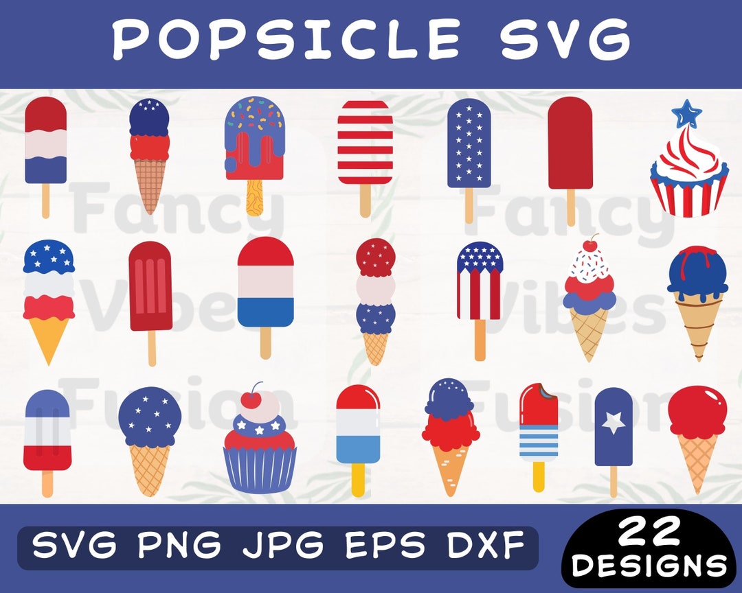 Patriotic Popsicle SVG Bundle: USA Flag, Summer Ice Cream (digital ...
