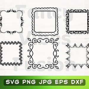 Floral Frame Border SVG Bundle: Decorative Ornament Elements (digital ...