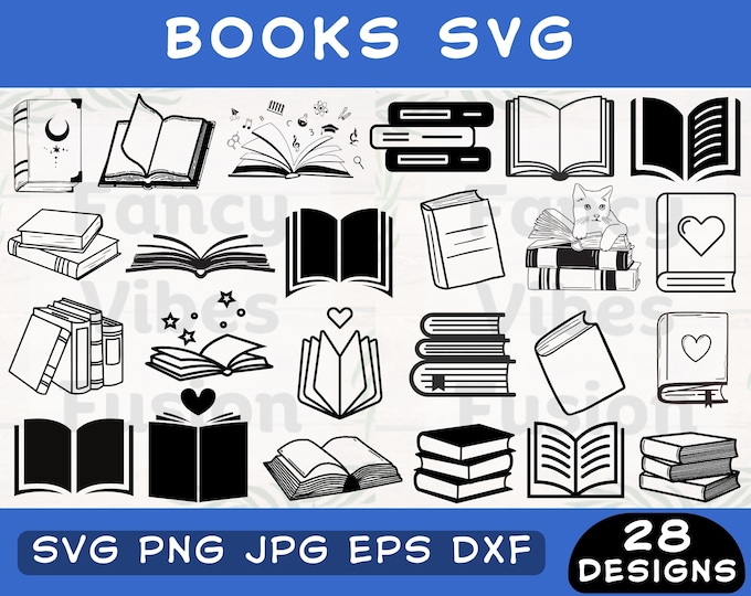 Livres Svg, Bundle pages Png de livre, Svg amateur de livres, lecture ...