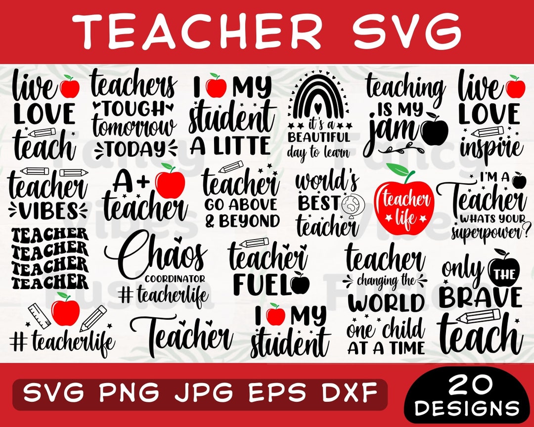 Teacher Svg Bundle, Teacher Svg, Teach Svg, Back to School Svg, Teacher ...