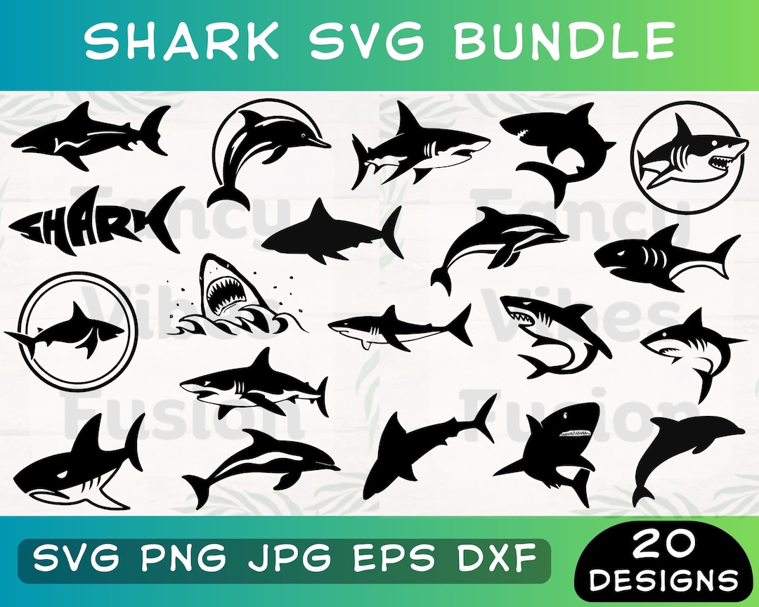 Shark Svg Bundle, Shark Png, Shark Clipart, Sea Animals Svg, Shark Face ...