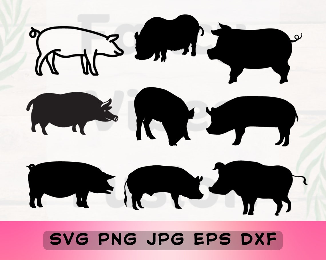 Pig Svg Bundle, Pig Svg, Pig Clipart, Cute Pig Svg, Farm Animal Svg ...