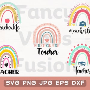 Boho Teacher Rainbow SVG Bundle, Clipart (digital Download) - Etsy