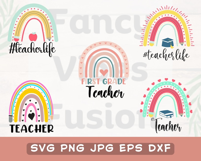 Boho Teacher Rainbow SVG Bundle, Clipart (digital Download) - Etsy