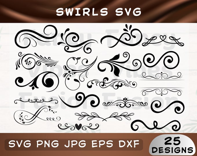 Swirl Svg, Swirls Svg, Swirl Clipart, Swirl Heart Svg, Flourish Svg ...