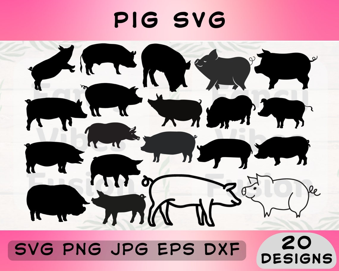 Pig Svg Bundle, Pig Svg, Pig Clipart, Cute Pig Svg, Farm Animal Svg ...