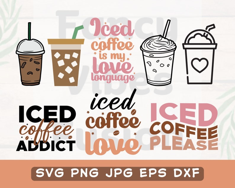Iced Coffee SVG Bundle: Trendy Drink Designs (digital Download) - Etsy