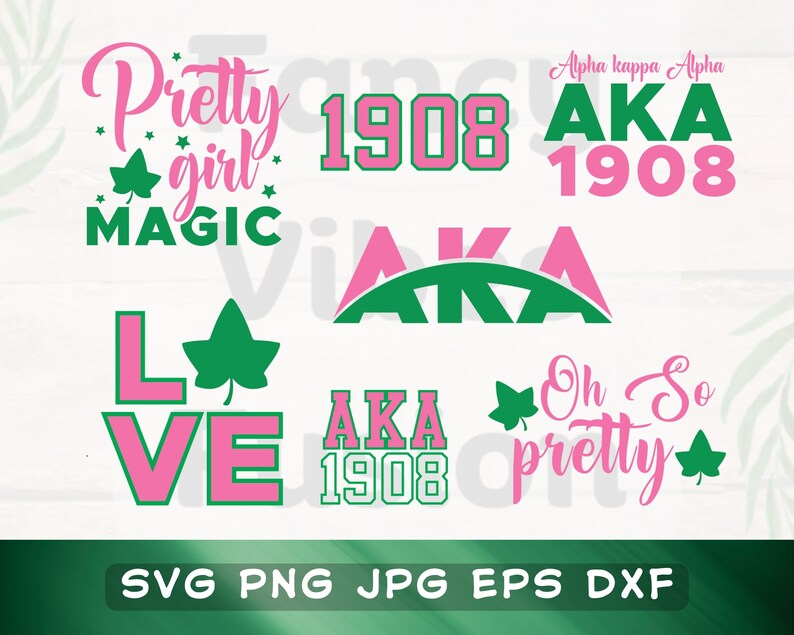 Alpha Kappa Alpha SVG Bundle, AKA Greek Letters, 1908 (digital Files ...