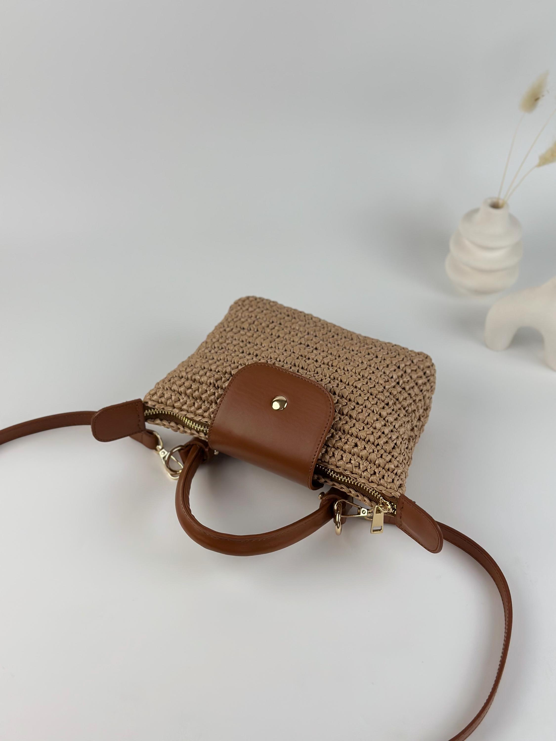 Raffia Handmade Longchamp Mini Bag, Crochet Straw Bag, Knitting ...