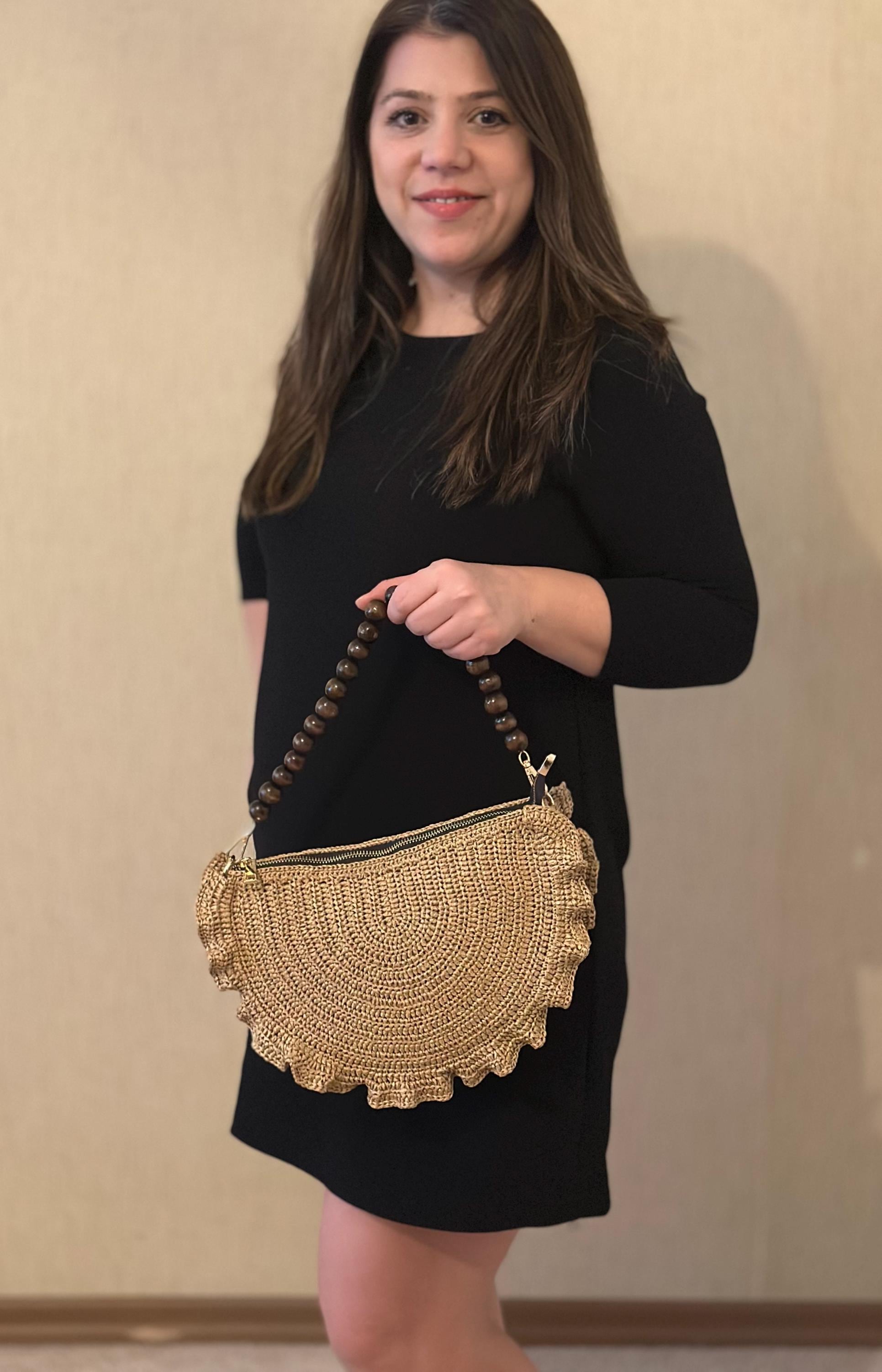 Handmade Ruffle Bag,summer Raffia Bag,straw Shoulder Beach Bag ...