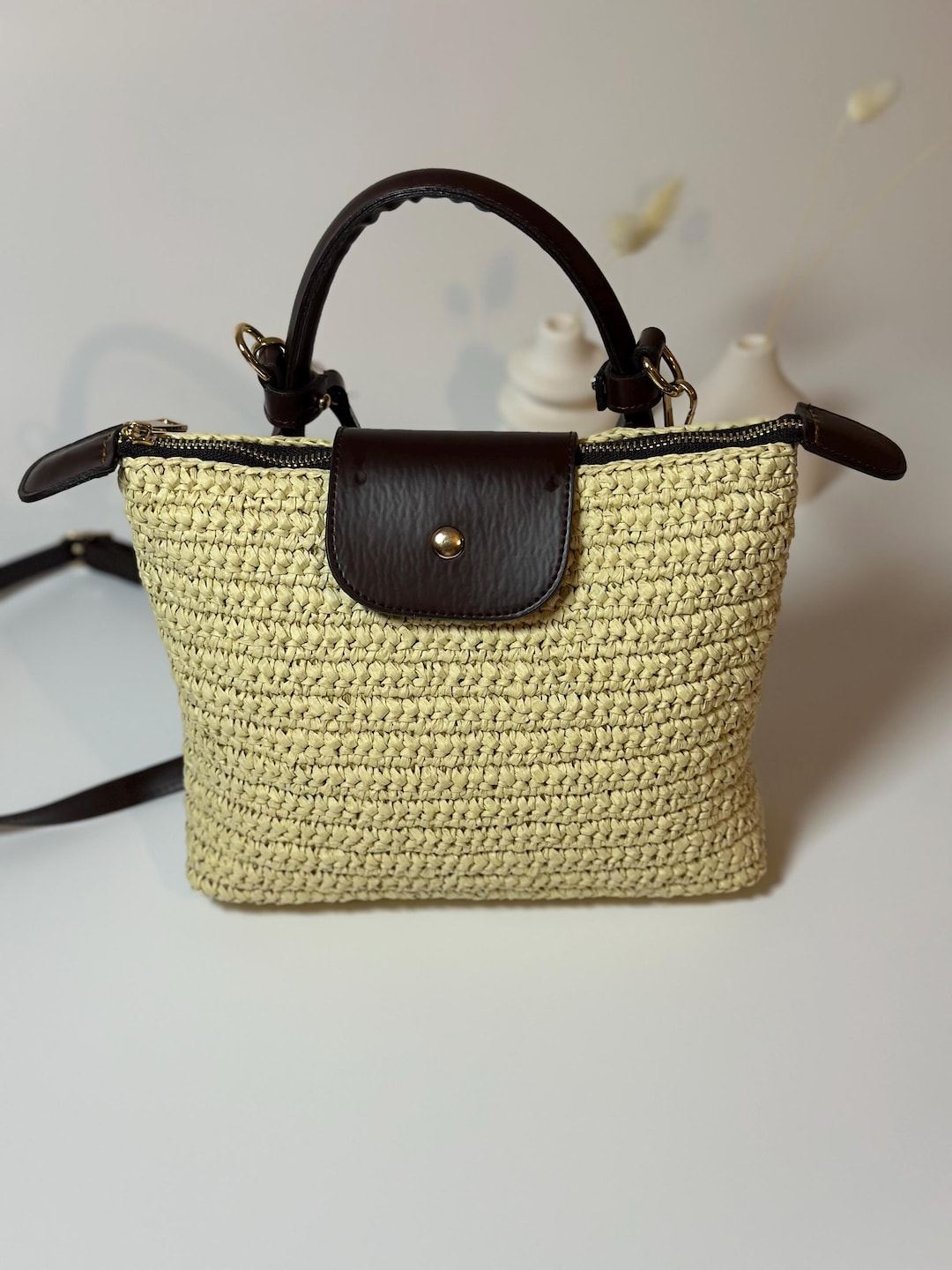 Handmade Raffia Mini Bag, Crochet Straw Crossbody Bag - Etsy