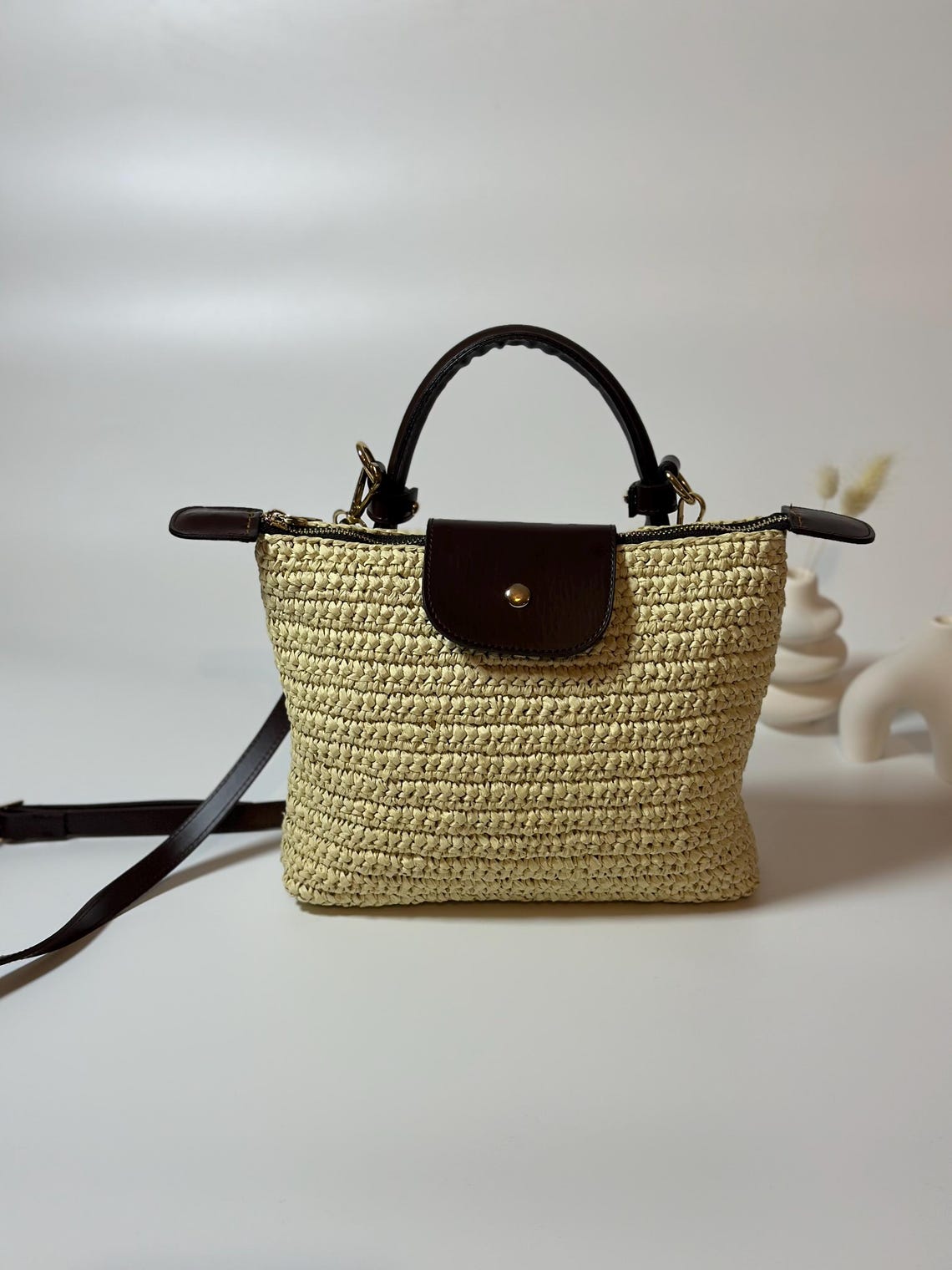 Handmade Raffia Mini Bag, Crochet Straw Crossbody Bag - Etsy