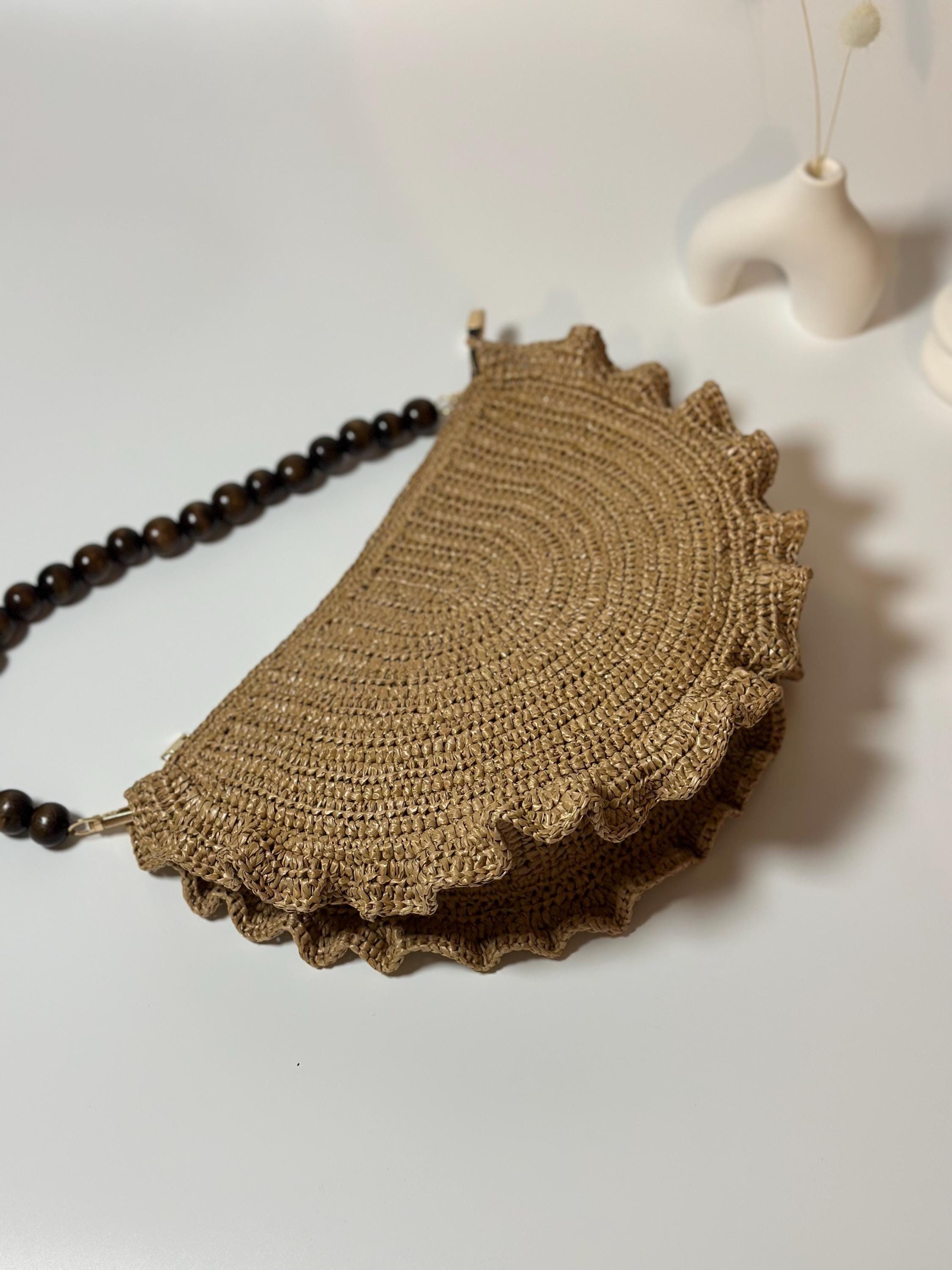 Handmade Ruffle Bag,summer Raffia Bag,straw Shoulder Beach Bag ...