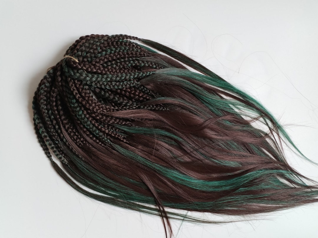 Hair Extension Braids, Long Hair Brown and Green Double Ended Soft ...